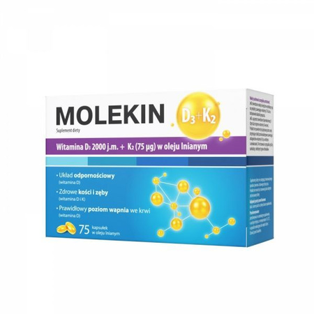 Molekin D3+K2 (20000j.m.+75mcg)w oleju lnianym 75 kapsułek | APTEKA ...