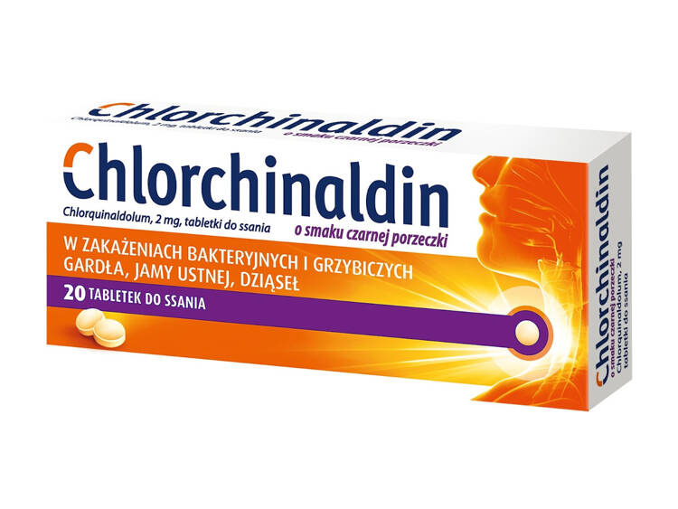Chlorchinaldin czarna porzeczka, 20 tabletek do ssania | aptekacurate.pl