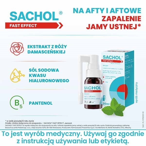 Sachol Fast Effect Aerozol, 20ml | aptekacurate.pl