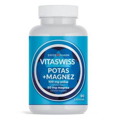 Vitaswiss Potas + Magnez 100mg + 50mg, 90 tabletek | aptekacurate.pl